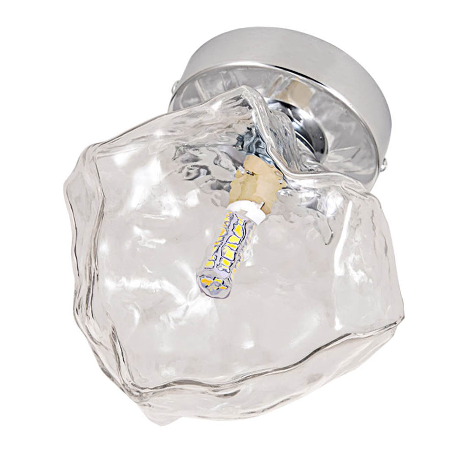 1-Light Ice Glass Semi Flush Mount Ceiling Light in Chrome for Kid's ...