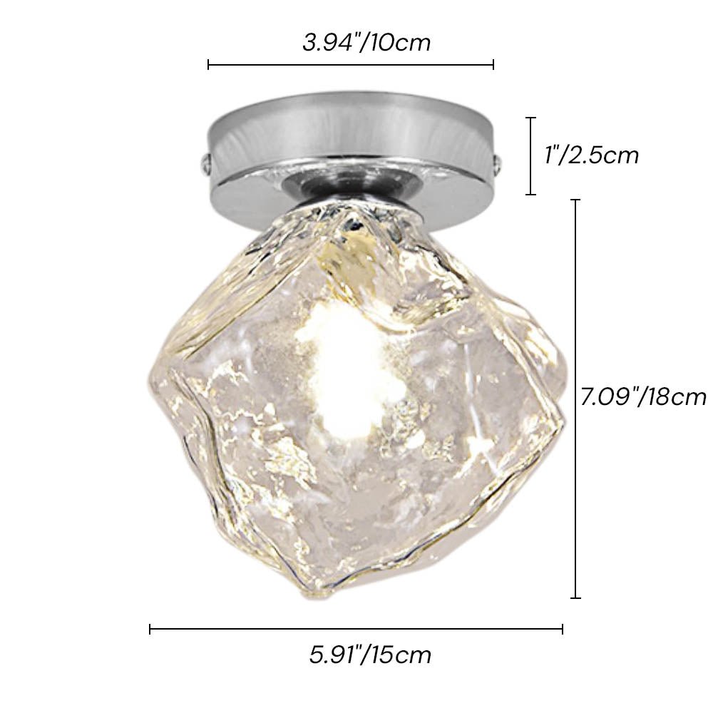 1-Light Ice Glass Semi Flush Mount Ceiling Light in Chrome for Kid's ...