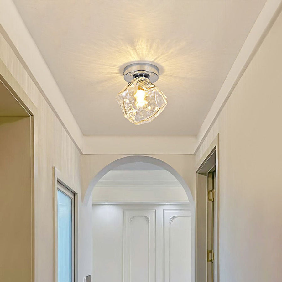 1-Light Ice Glass Semi Flush Mount Ceiling Light in Chrome for Kid's ...